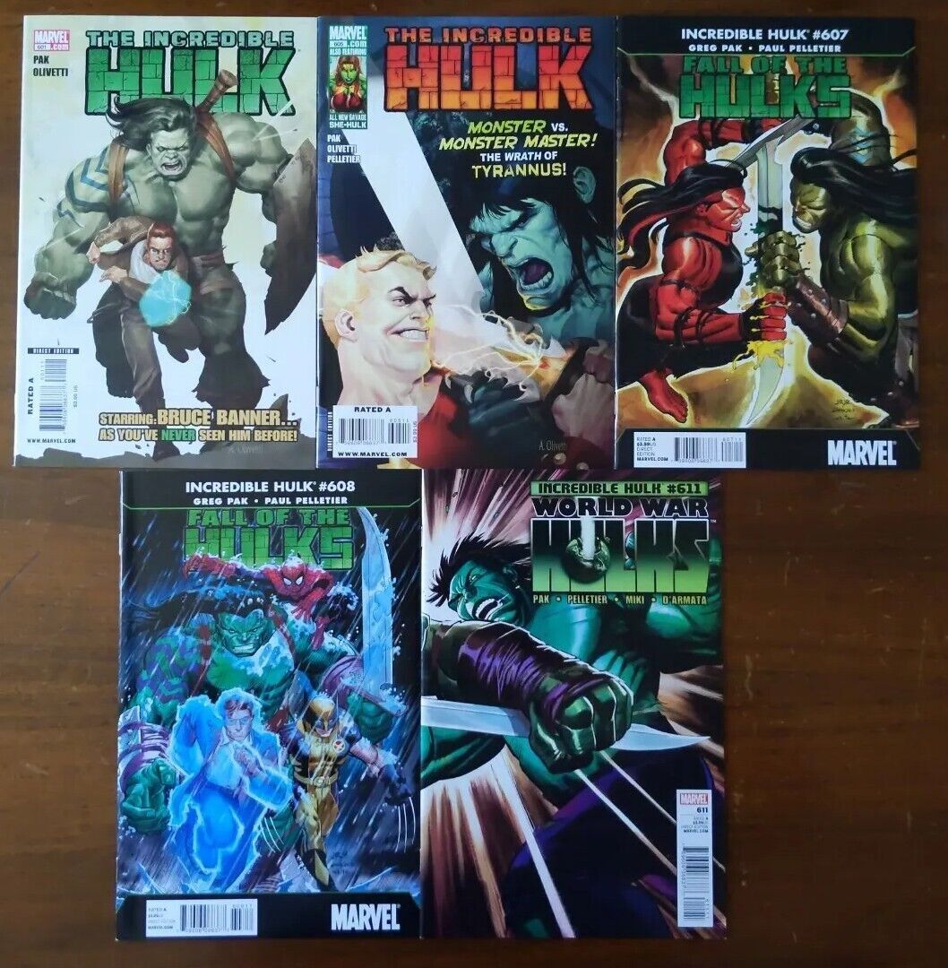 Incredible Hulk #601 605 607 608 611 - Skaar MODOK Spidey Wolverine Red ...