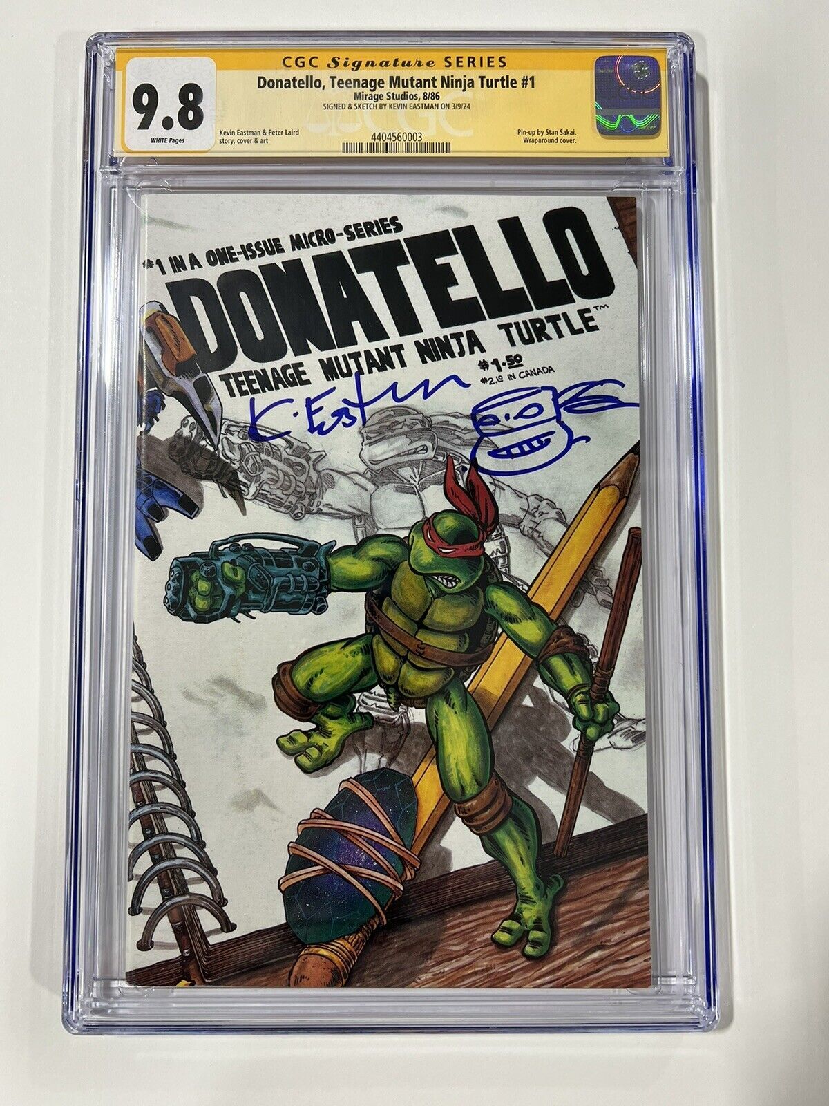 Donatello TEENAGE MUTANT NINJA TURTLES 1 1986 Cgc 9.8 SS W/ Sketch ...
