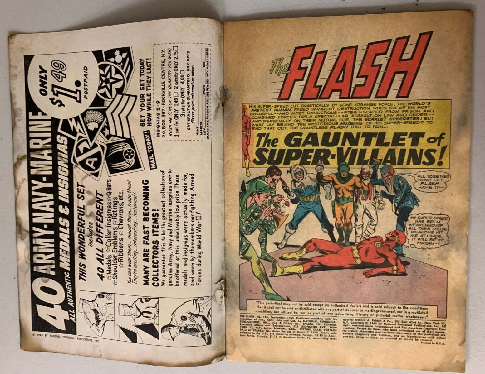 Flash #155 DC 1st Series 3.0 water stain (1965) | Comic Books - Silver ...