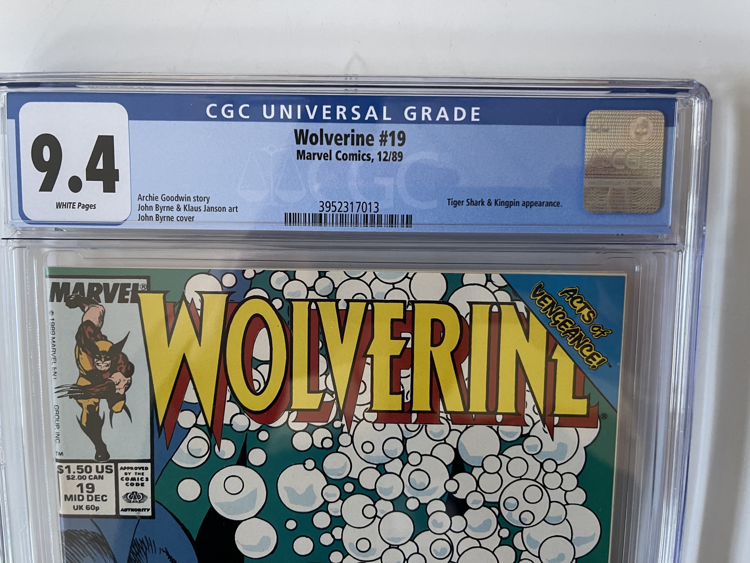 Wolverine #19 CGC 9.4 Newsstand - John Byrne Cover Kingpin App (1989 ...