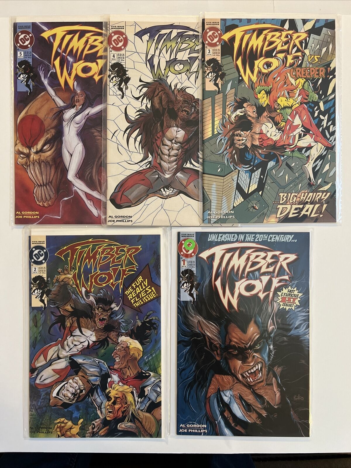 TIMBER WOLF DC Comic Issues #1-5 1992 Full Miniseries Gordon Phillips ...