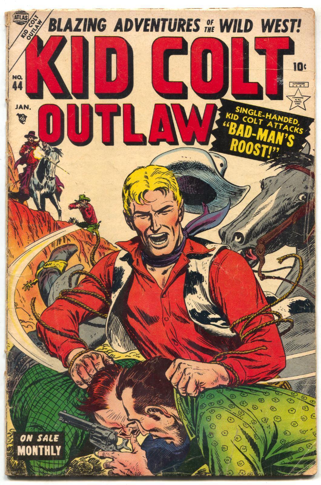 Kid Colt Outlaw #44 1955- Black Rider- Atlas Western VG | Comic Books ...