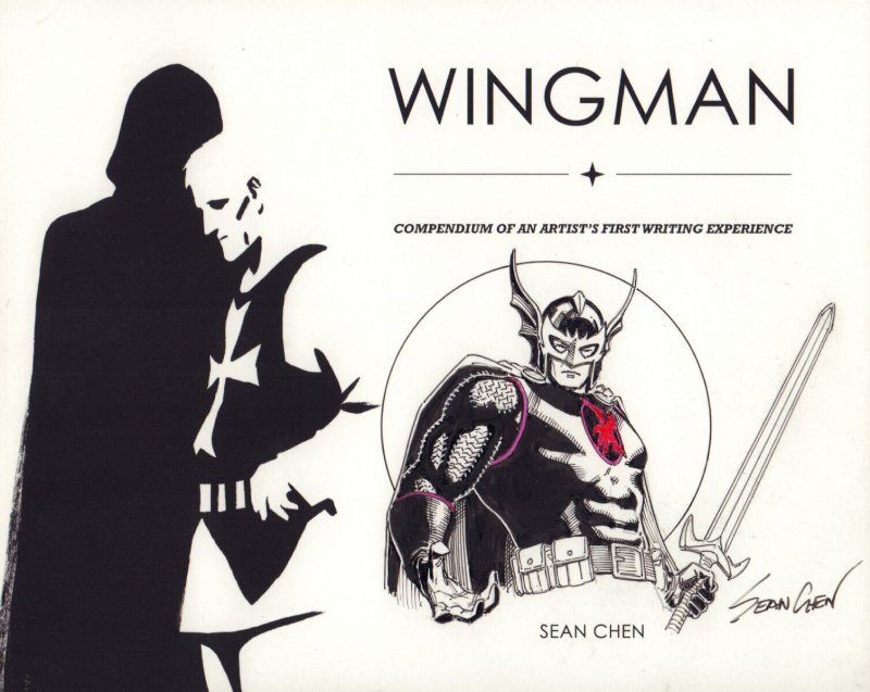 Wingman Book with Black Knight Ink Art Drawing on the Cover Signed by ...
