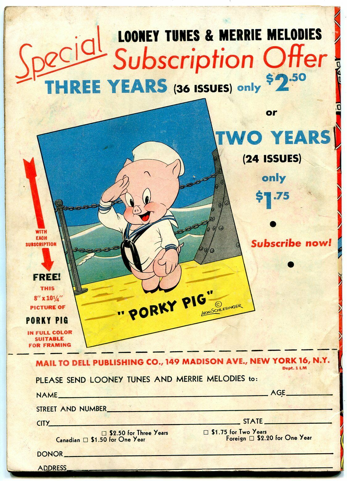 Looney Tunes and Merrie Melodies #39 1945-Porky-Bugs FN/VF | Comic ...