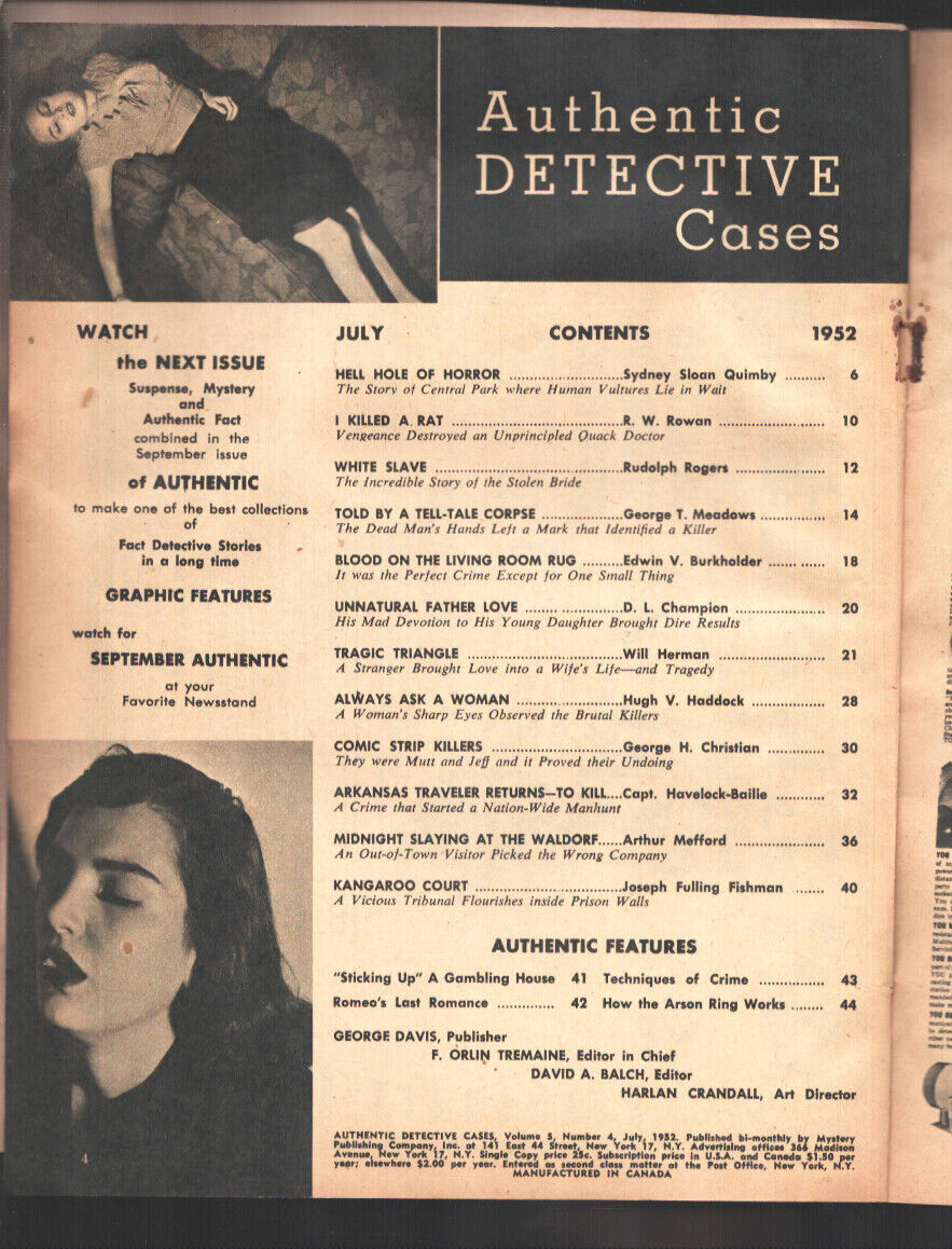 Authentic Detective 7/1952White slave story-Hell Hole of Horror-Crime ...