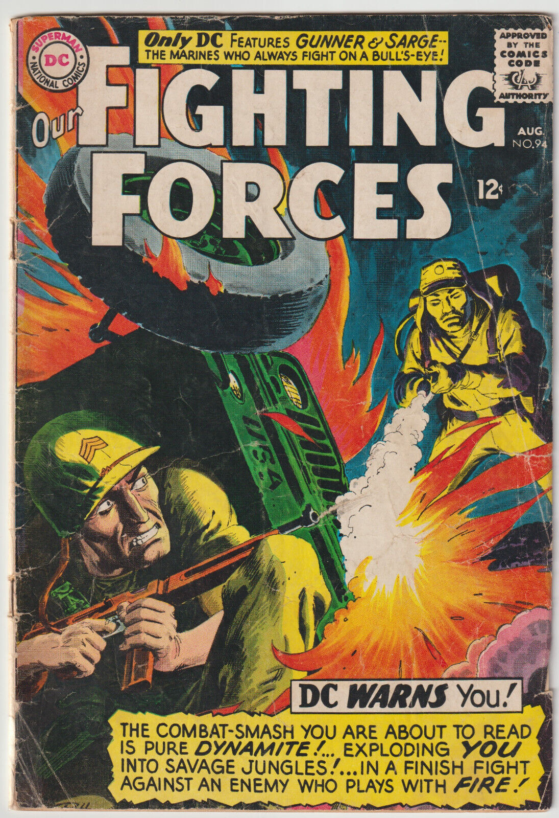 Our Fighting Forces #94 (Aug 1965, DC), G (2.0), Japanese flamethrower ...