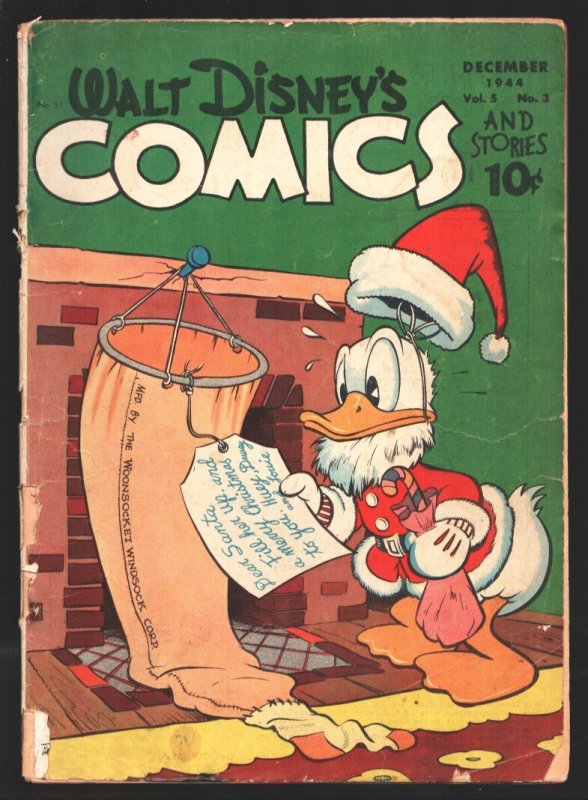 Walt Disneys Comic And Stories 61 1944 Dell Christmas Cover Donald Duck