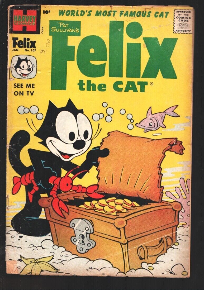 Felix The Cat #107 1960- Harvey-Treasure Chest cover-Inky & Dinky ...