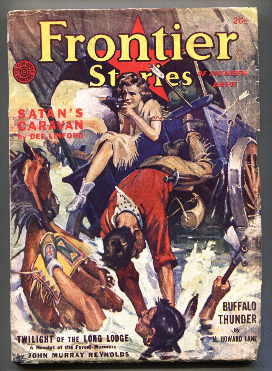 PULP: FRONTIER STORIES Wint 1941-Indian fight cover-Linford-Pulp ...