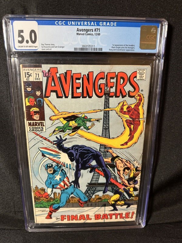 Avengers #71 CGC 5.0 ~1st Invaders~ BLACK KNIGHT JOINS AVENGERS ~KANG ...