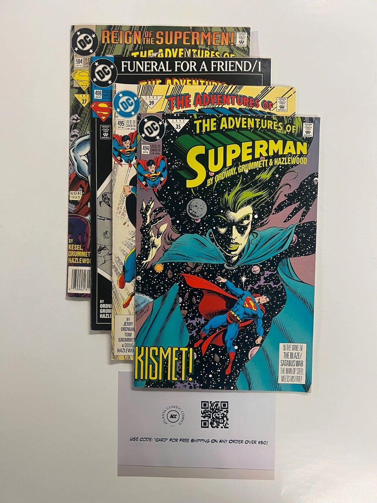 4 Superman DC Comic Books # 494 495 498 504 Batman Wonder Woman Robin ...