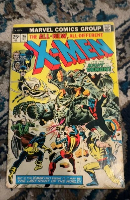 The X-Men #96 (1975)night of the demons - spine split 1 inch spine chip ...