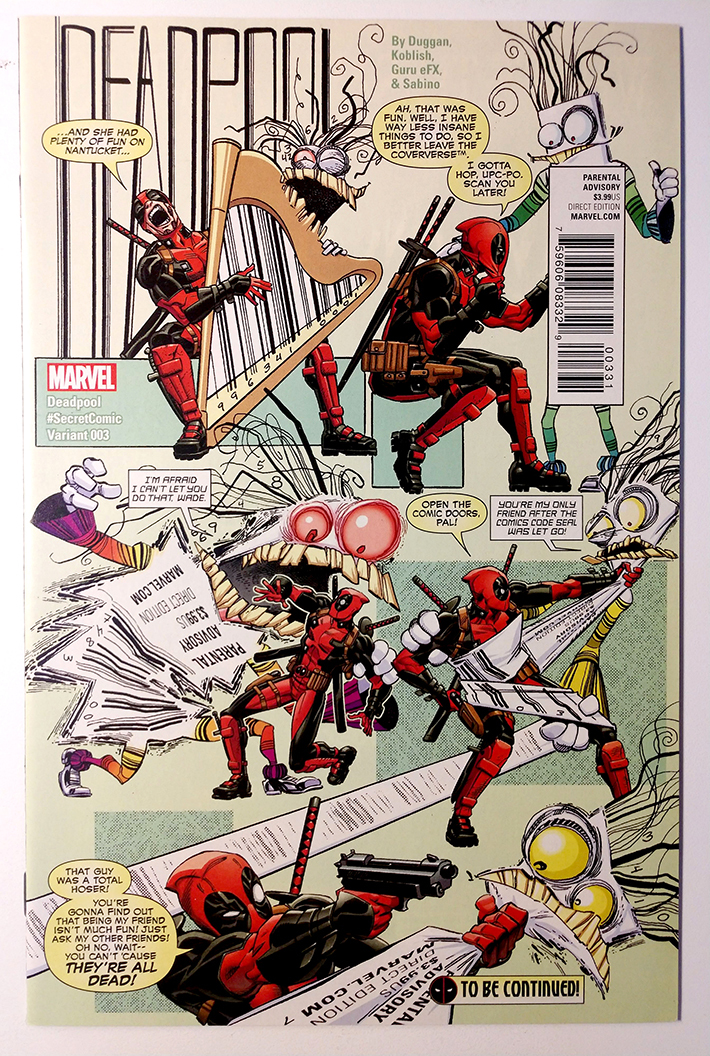 Deadpool 3 9 4 2016 Scott Koblish Secret Comic Cover Variant