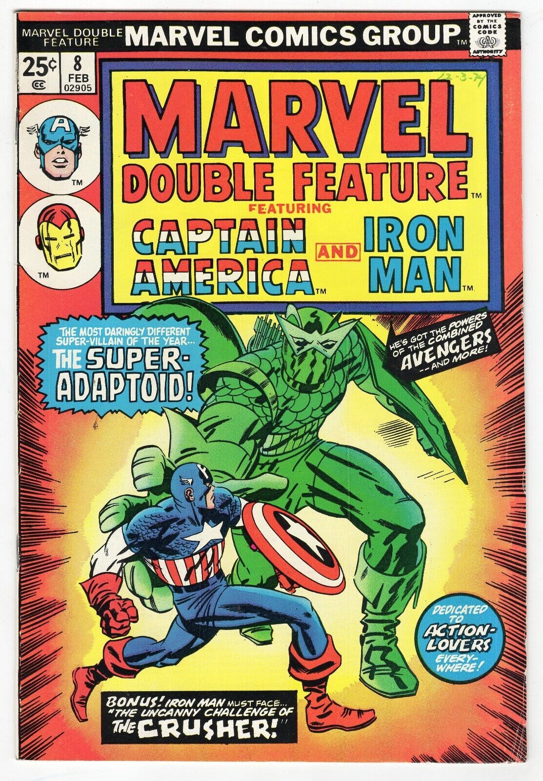 Marvel Double Feature #8 VINTAGE 1975 Marvel Comics Captain America ...