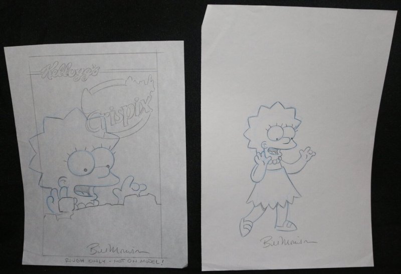 The Simpsons Lisa Kelloggs Crispix Cereal Box Art 2pc Set - art by Bill ...