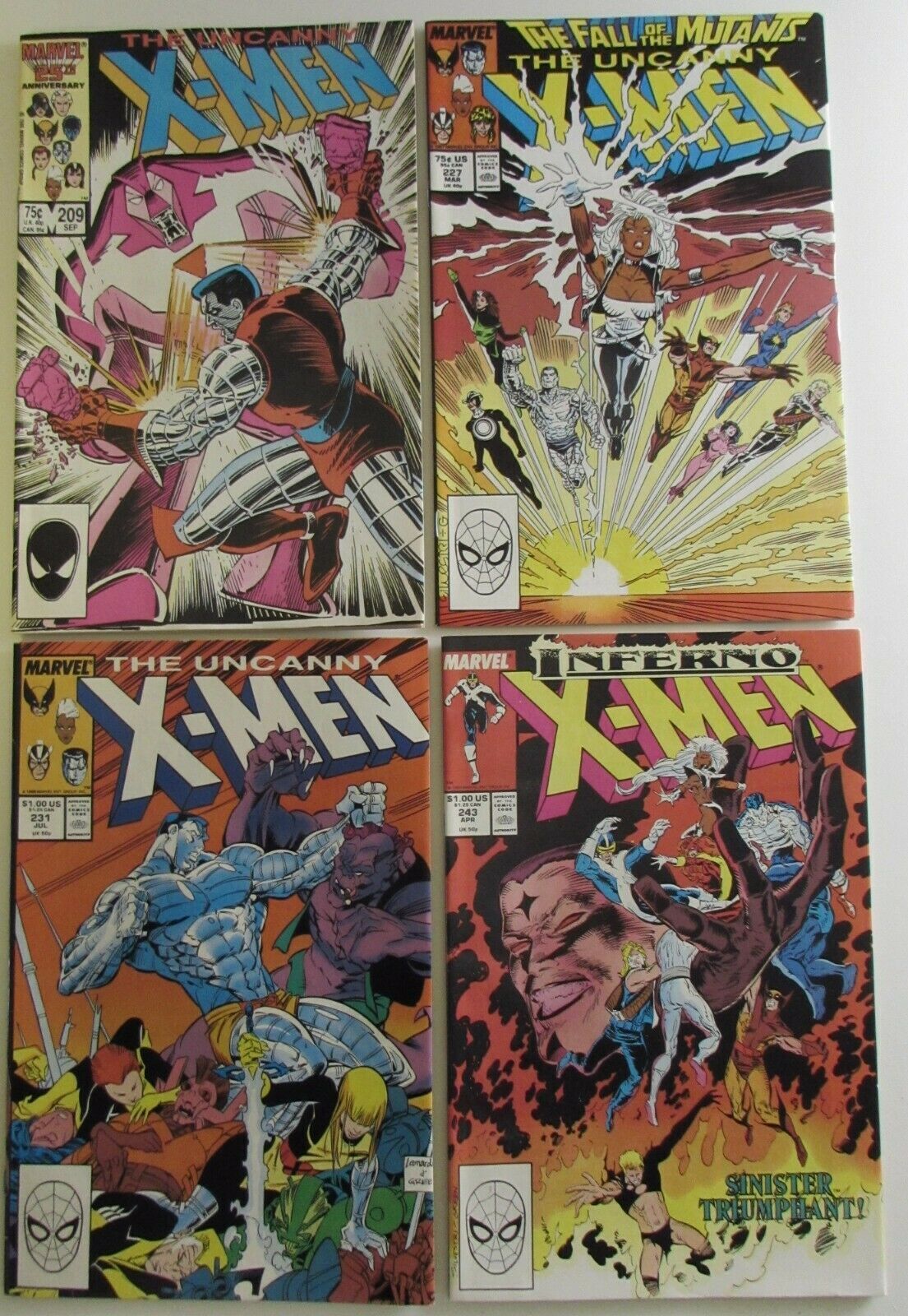 Uncanny X-MEN 209 227 231 243 Four VF XMEN Marvel Comics Books | Comic ...