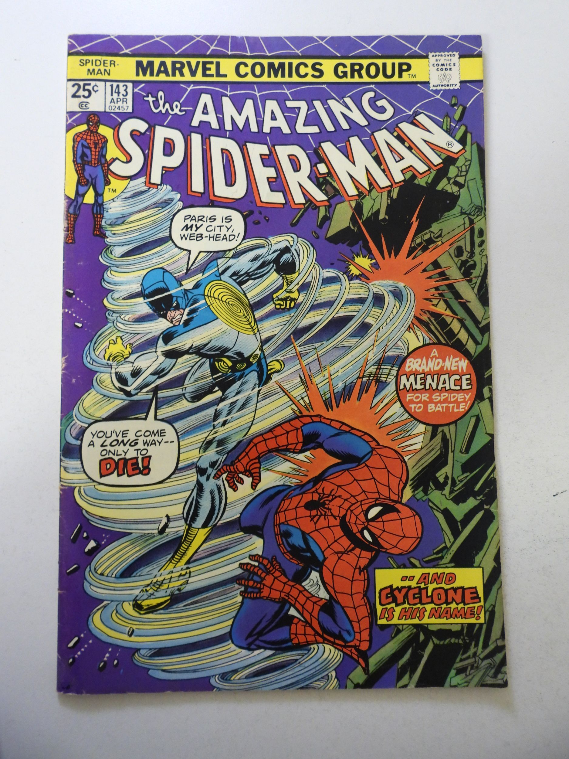 The Amazing Spider-Man #143 (1975) 1st appearance of Cyclone FN+ ...