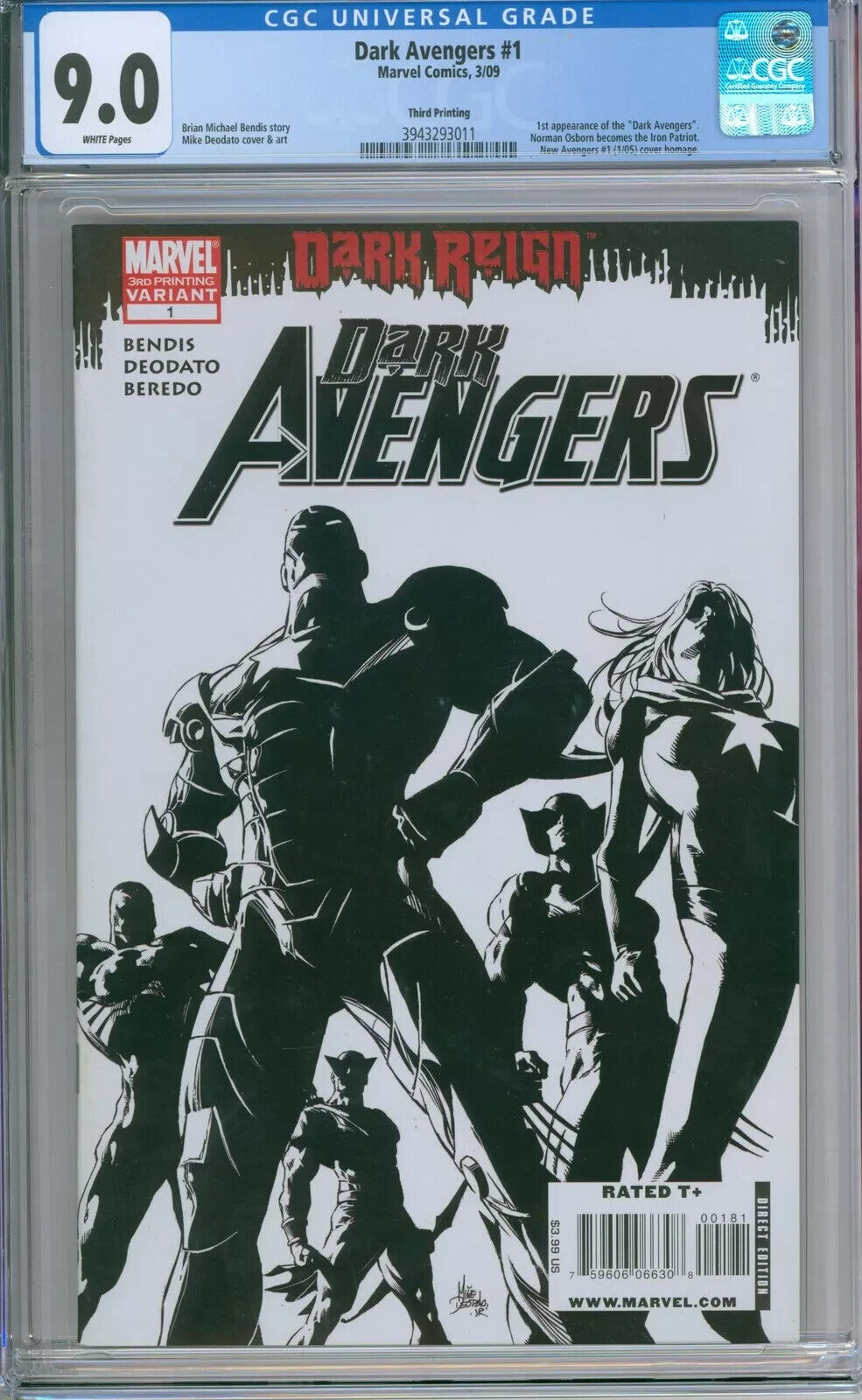 Marvel Comics Dark Avengers #1 CGC 9.0 1st Appearance Of The Dark ...