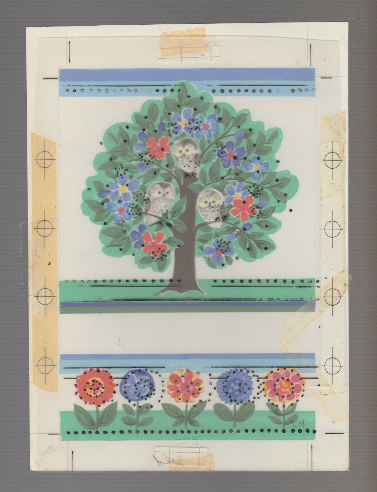 GRADUATION Three Owls in Tree with Flowers 6.5x9" Greeting Card Art # ...