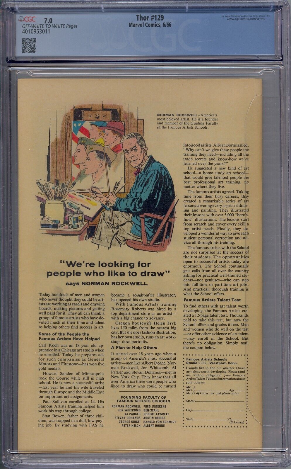 Thor #129 CGC 7.0 1st Ares Hercules Pluto Zeus Jack Kirby 3011 | Comic ...