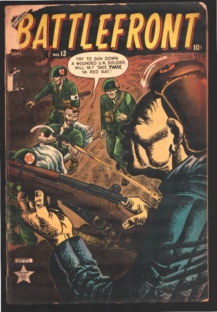 Battlefront #13 1953-Joe Maneely cover art-Winston Churchill & Hitler ...