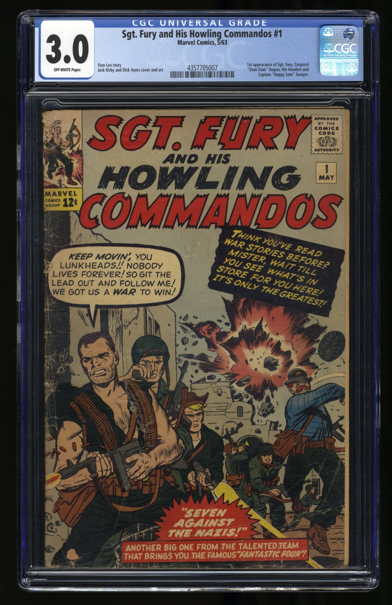 Sgt. Fury and His Howling Commandos #1 CGC GD/VG 3.0 Off White 1st ...