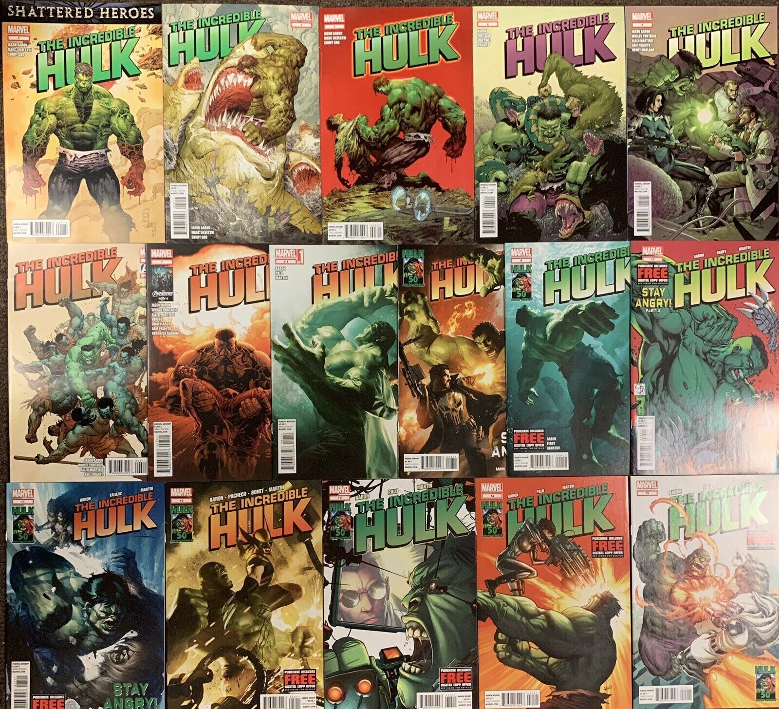 Incredible Hulk #1-15 Complete Set Series 4 2011 Jason Aaron & Marc ...