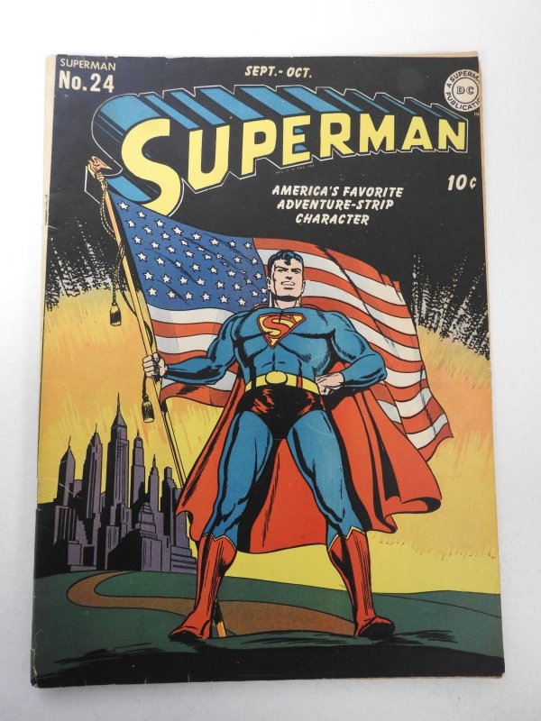 Superman #24 (1943) FN Condition! 1 in tear around staple, 1/2 in tear ...
