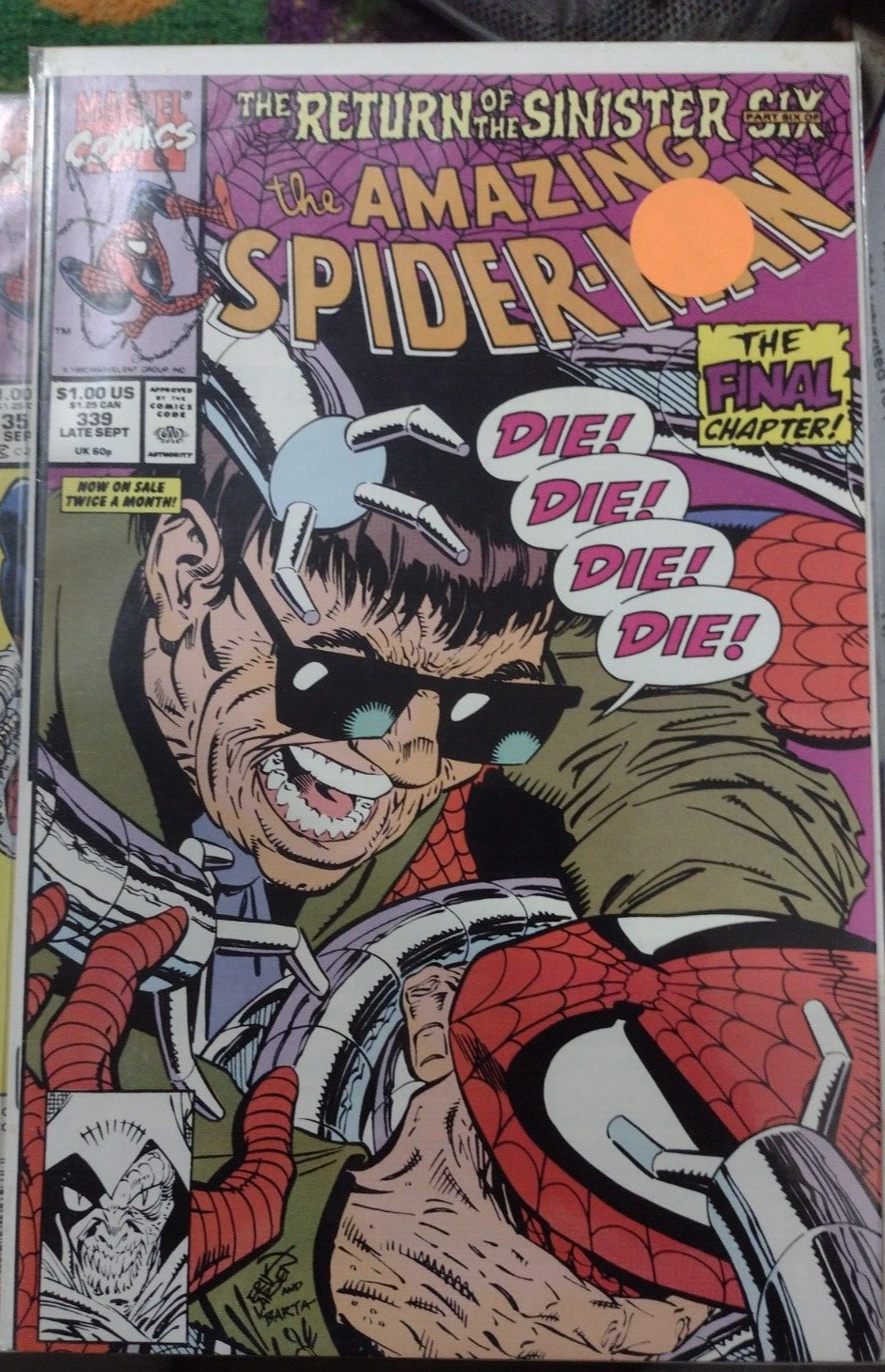 Amazing Spider-Man # 339 1990 MARVEL DISNEY erik larsen SINISTER SIX ...