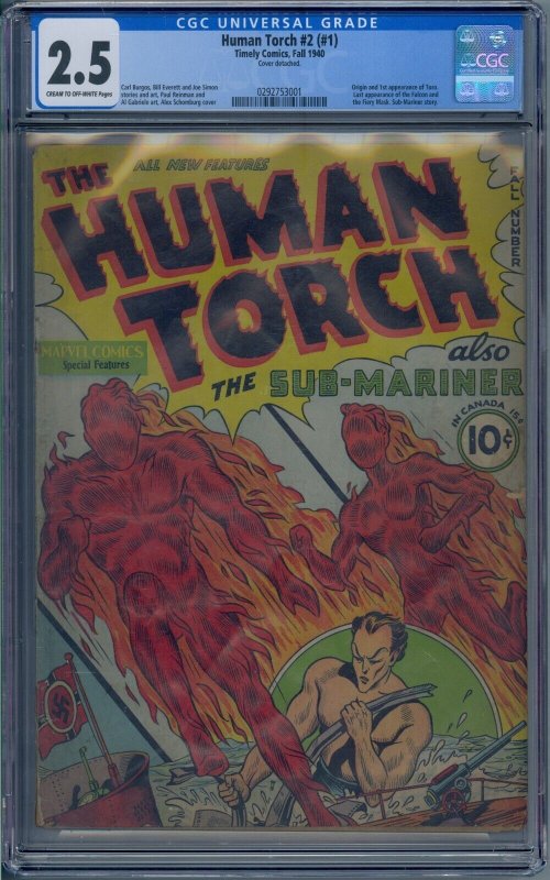 Human Torch #2 (#1) CGC 2.5 1st Toro Timely Comics | Comic Books ...