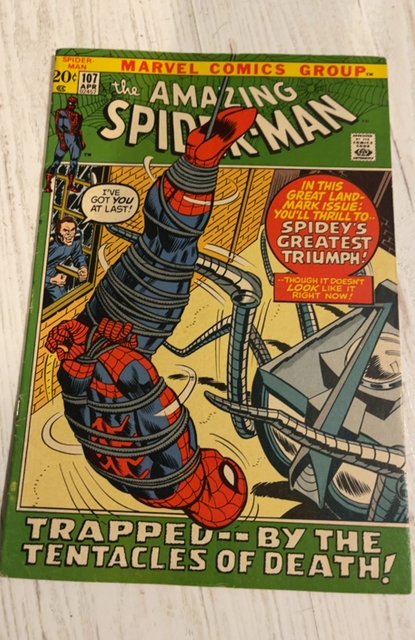 The Amazing Spider-Man #107 (1972)trapped by the tentacles of death ...