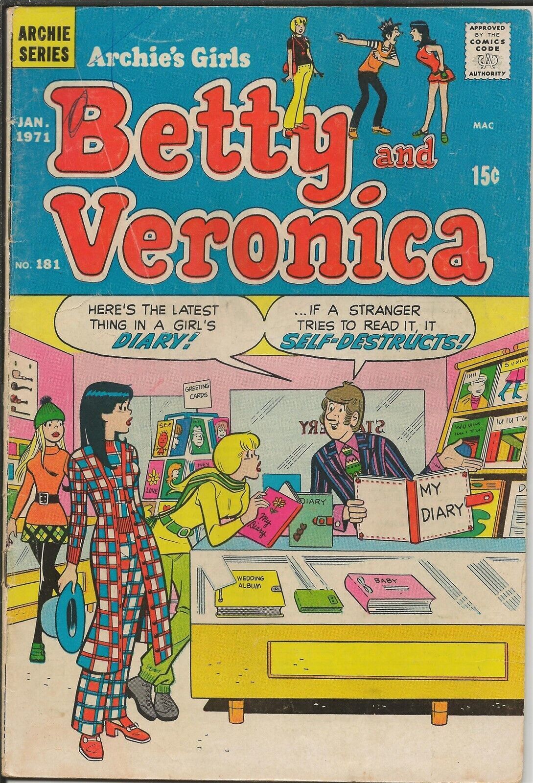 Archie's Girls Betty and Veronica #181 ORIGINAL Vintage 1971 Archie ...