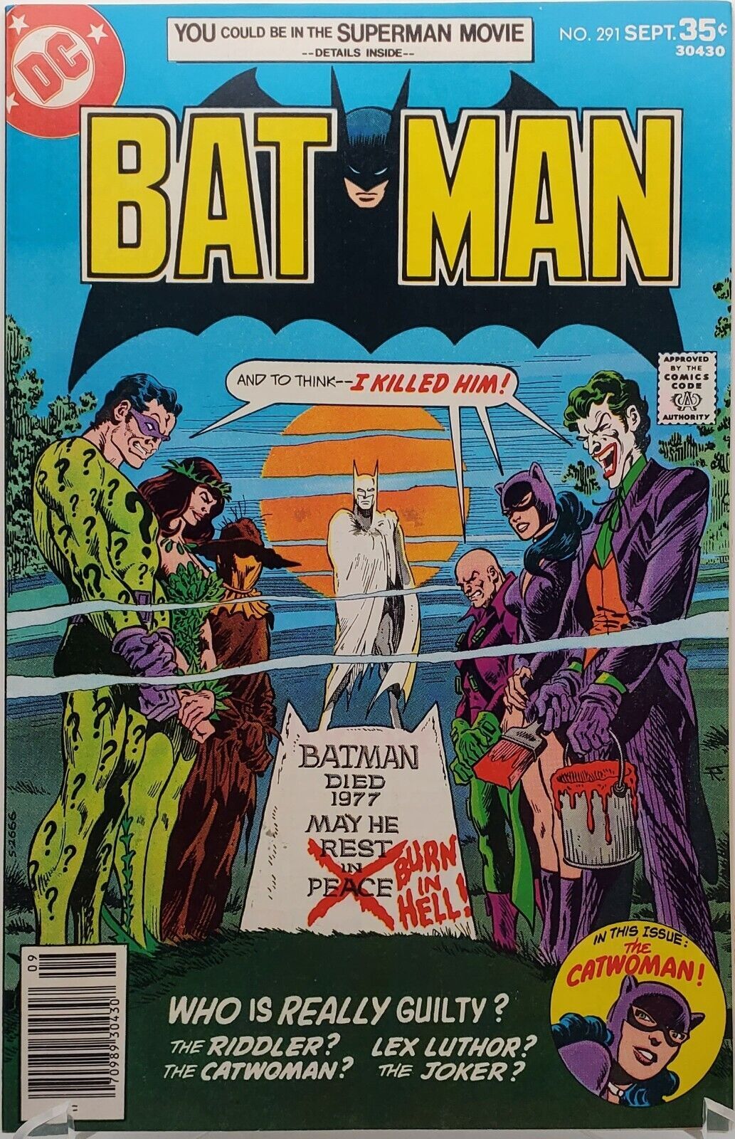 Batman #291 (1977) I KILLED BATMAN Scarecrow Joker Catwoman Luthor ...