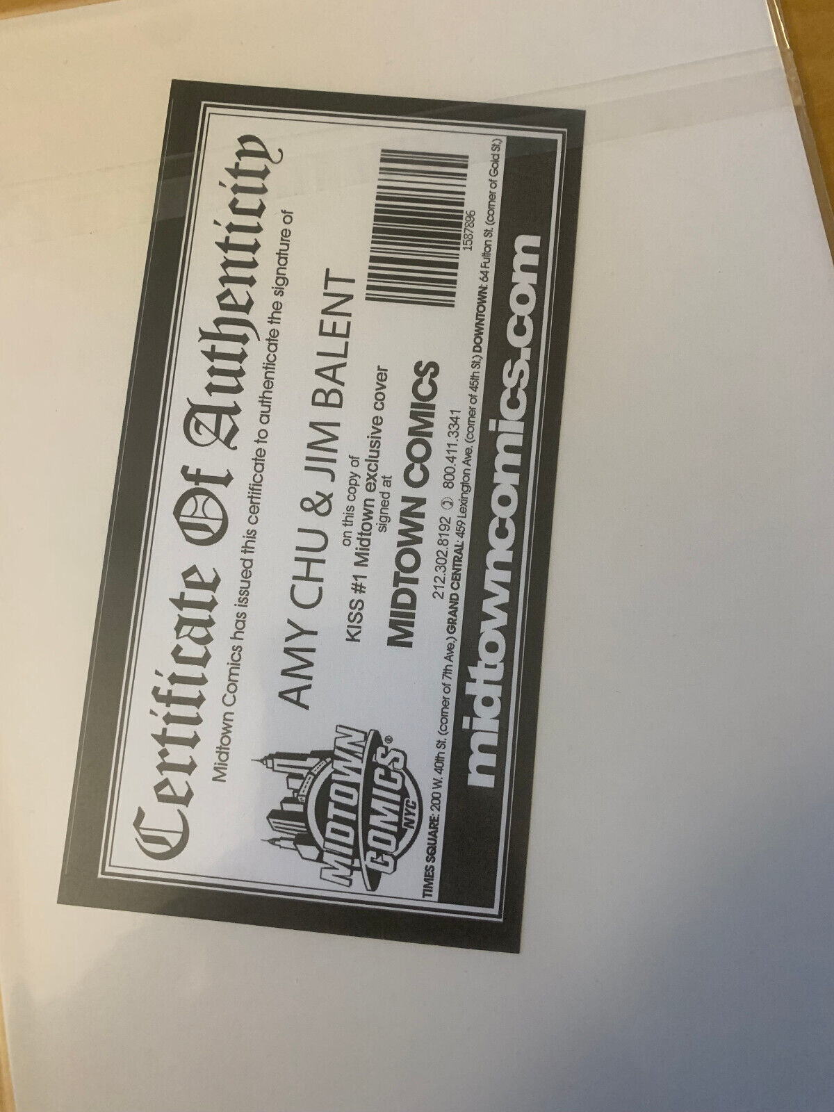 Kiss 1 Midtown Comics NYC Exclusive Signed AMY CHU & JIM Balent With ...