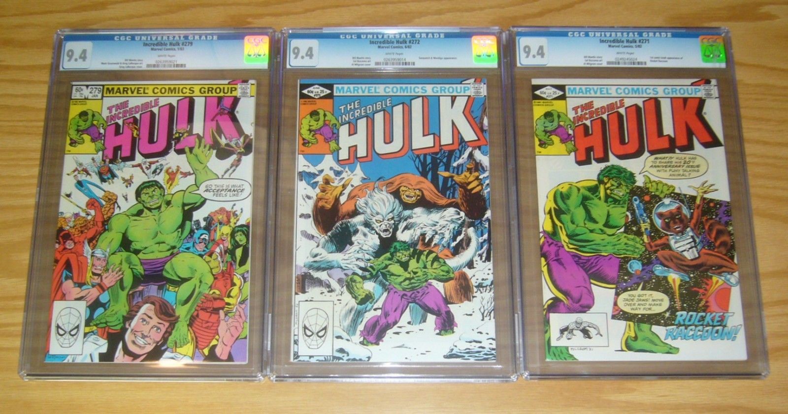 Incredible Hulk #271 272 279 CGC 9.4 1st rocket raccoon guardians of ...