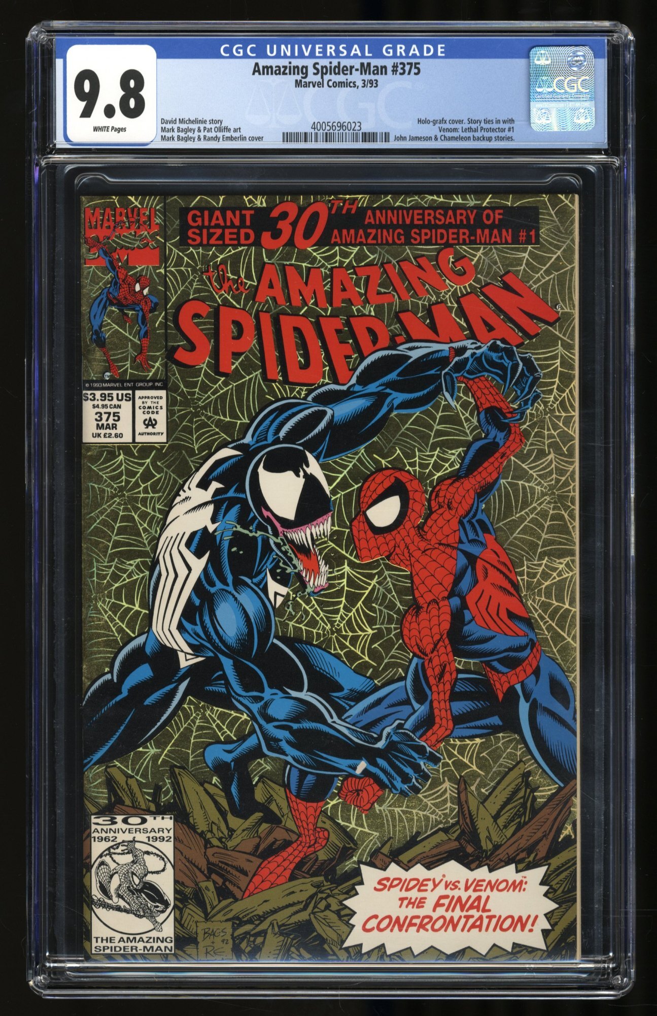 Amazing Spider-Man #375 CGC NM/M 9.8 Venom Appearance! Anniversary ...