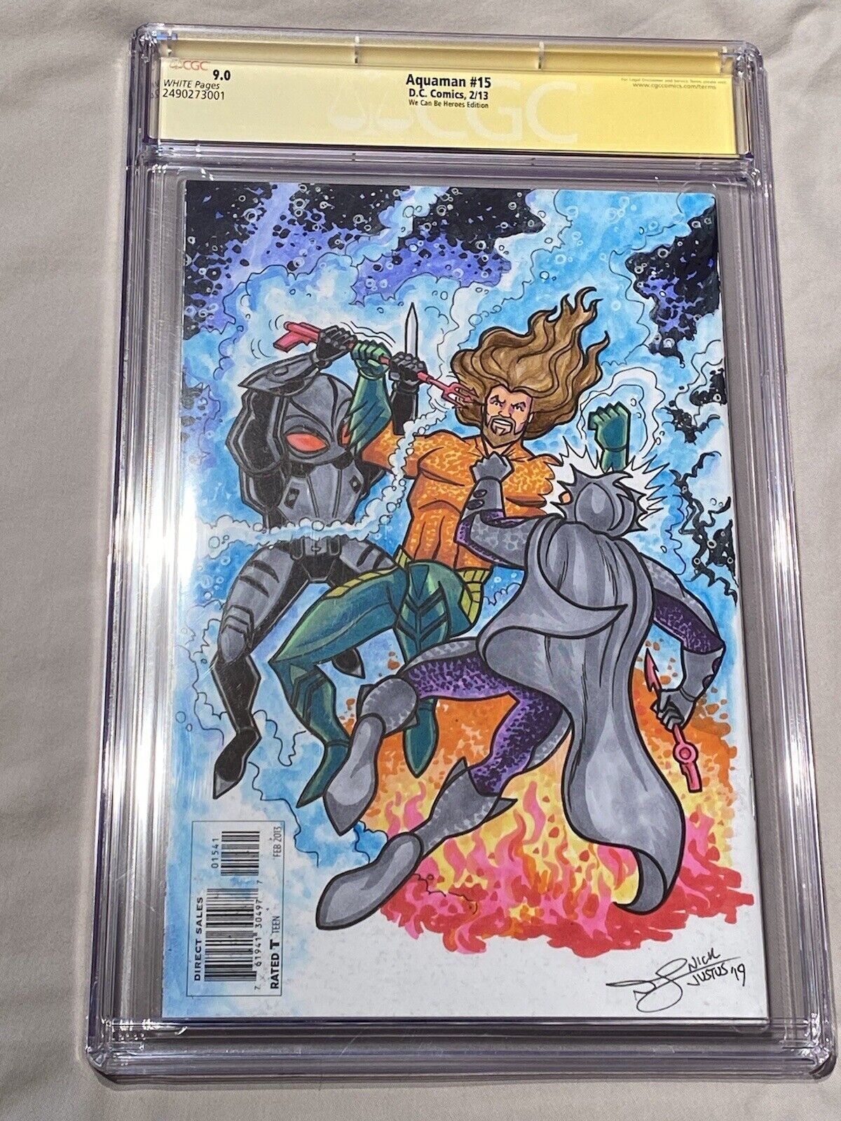 Aquaman Mike Decarlo Nick Justus CGC 9.0 Original Art Sketch Commission ...