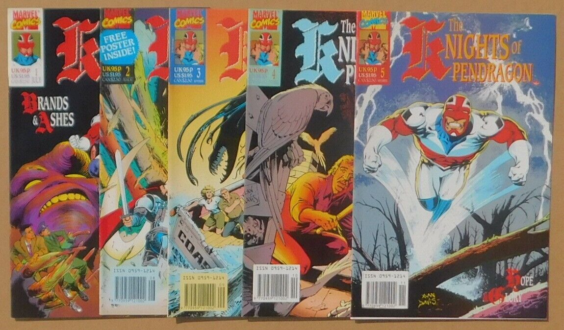 Knights of Pendragon 1 2 3 4 5 NM 9.2 Copper Age Marvel UK 1990 Poster ...