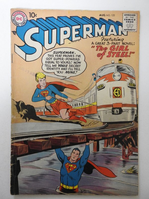 Superman #123 (1958) VG Condition 1/2 in tear fc, stamp fc | Comic ...