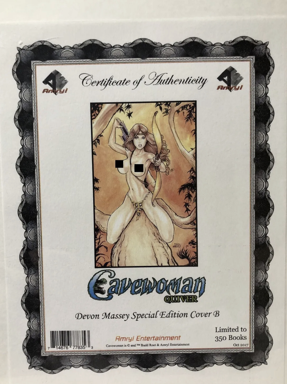 Cavewoman Quiver #1 Cover B Devon Massey Budd Root Virgin LTD 350 W/COA ...