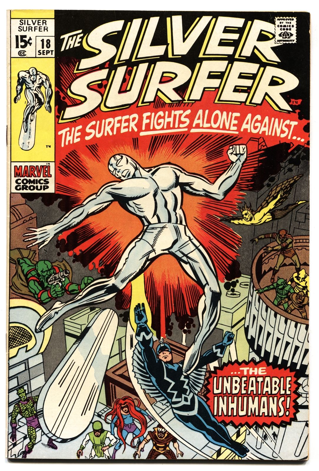 Silver Surfer #18 jack kirby comic book 1970-Marvel-last issue-Inhumans ...