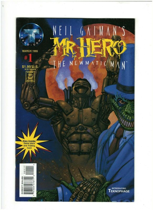 Neil Gaiman's Mr. Hero The Newmatic Man #1 VF+ 8.5 Teckno Comix 1995 ...