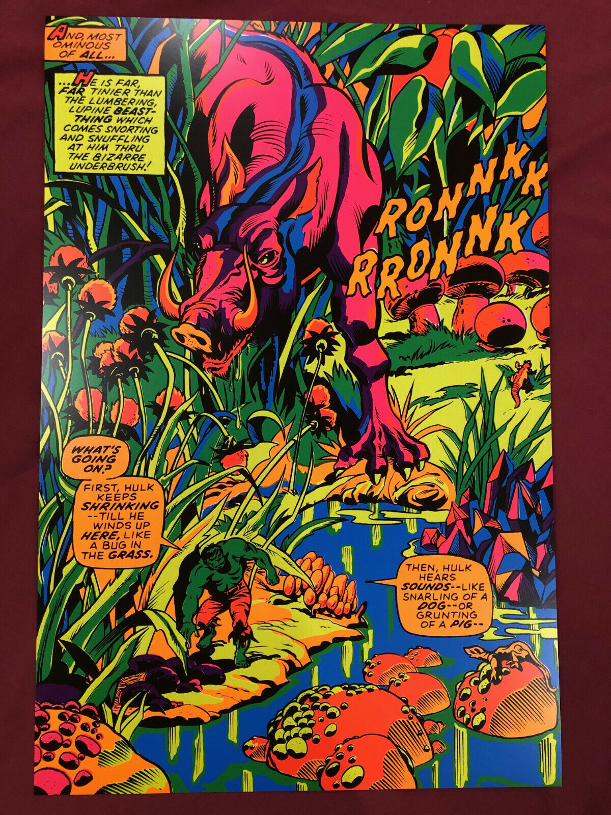Incredible Hulk Giant 20x30" Black Light Poster Herb Trimpe Incredible ...