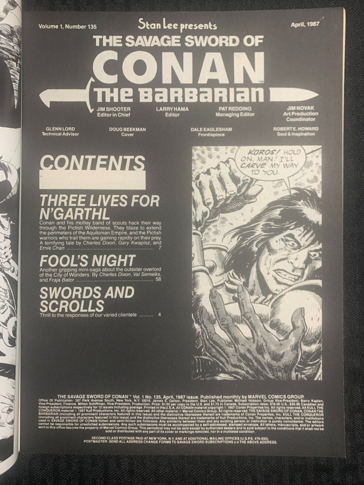 1987 SAVAGE SWORD OF CONAN Magazine #135 FN+ 6.5 Doug Beekman Cover ...