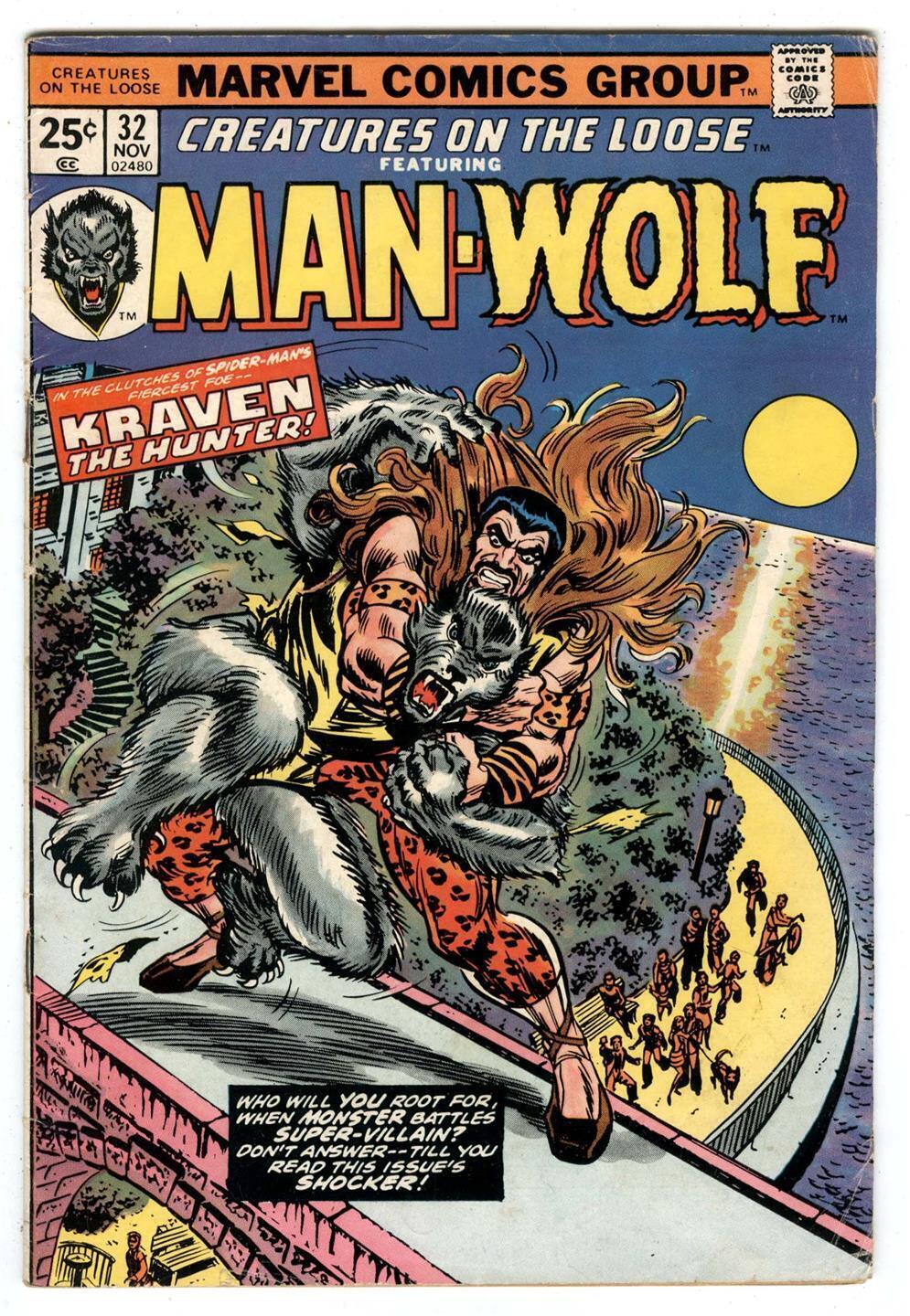 Creatures on the Loose #32 1974 Classic Battle of Man-Wolf vs Kraven ...