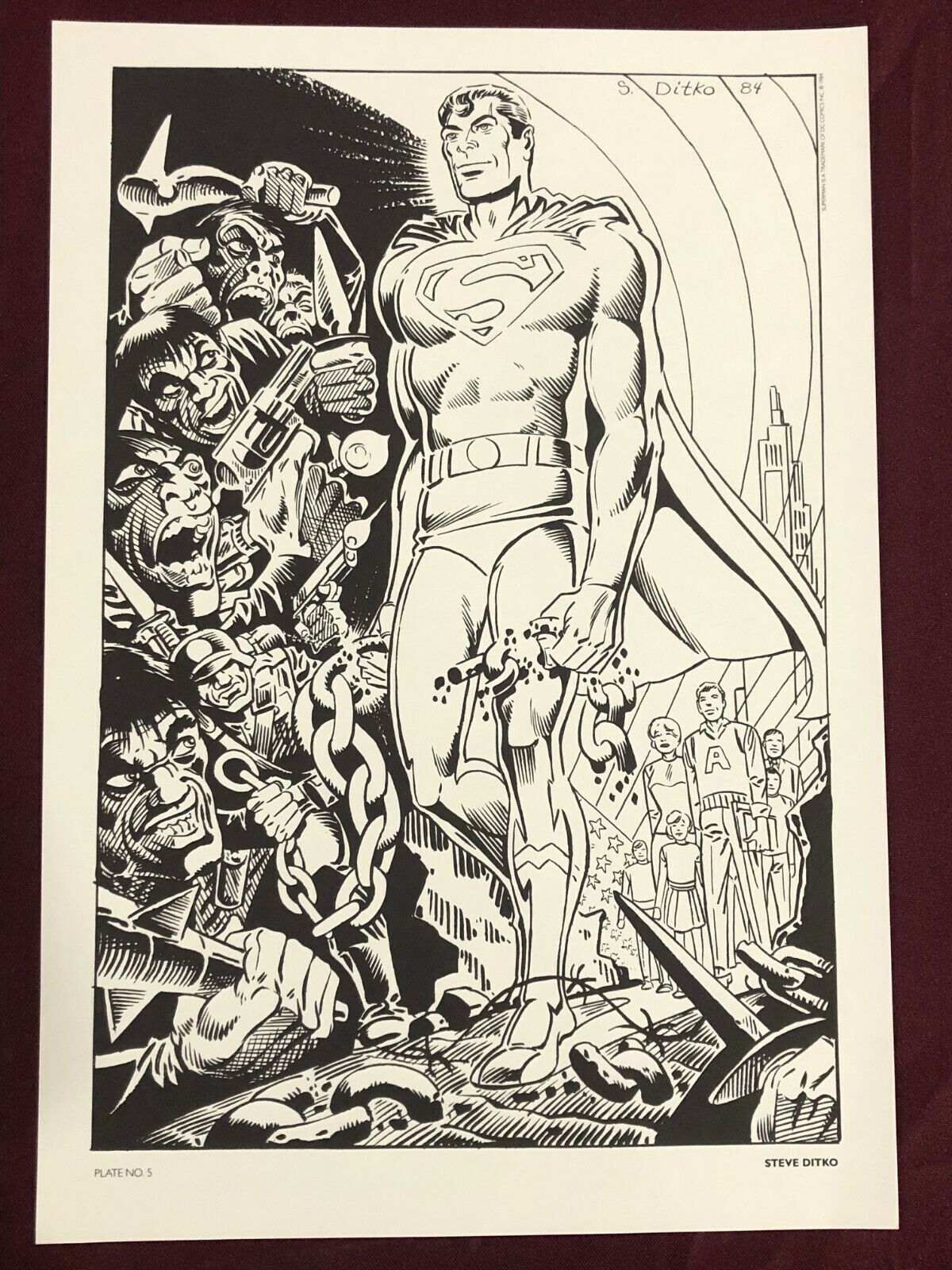Superman Steve Ditko Poster 10x15" Nmshppdflat 1984 Vintage Print ...