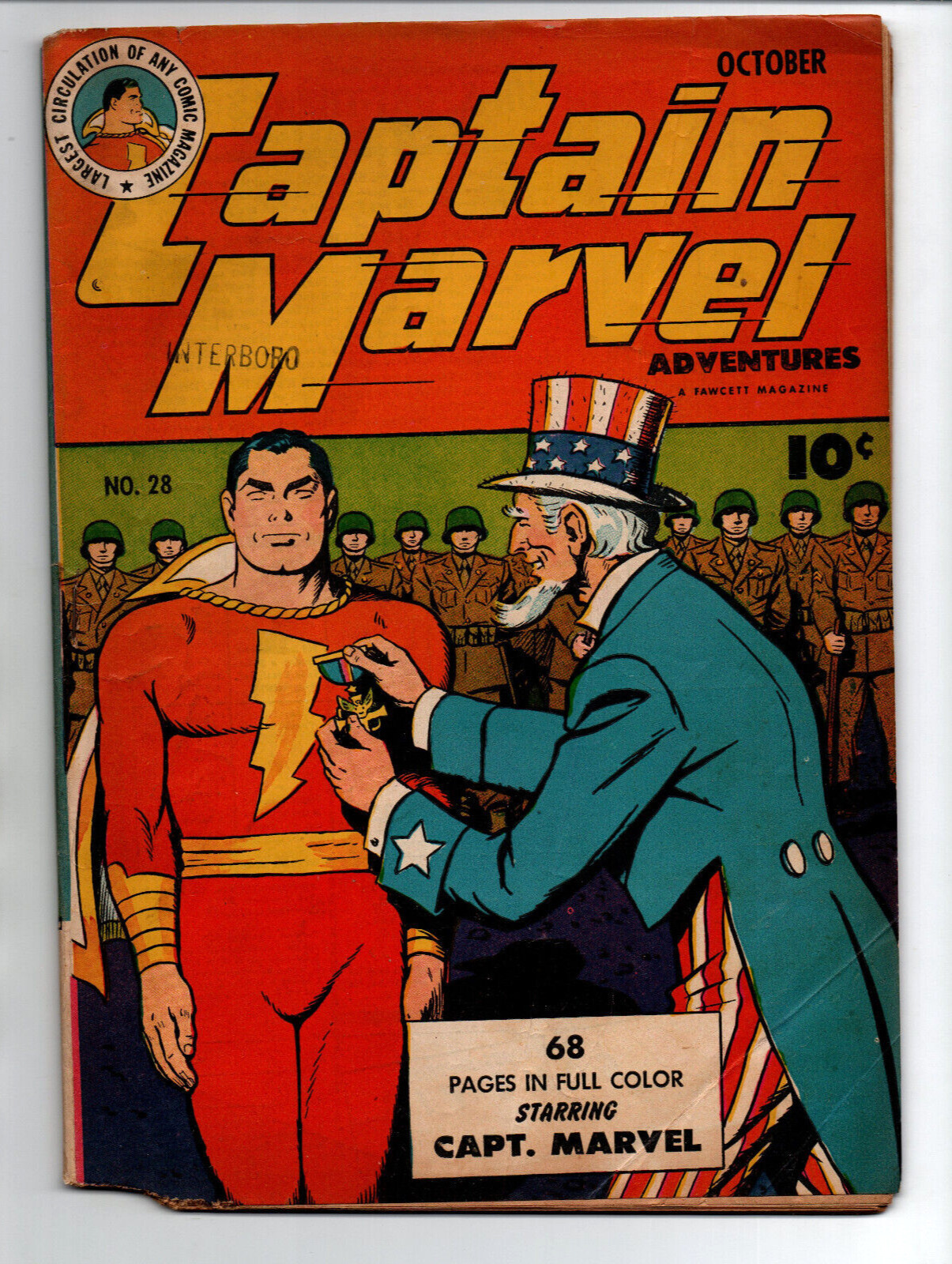 Captain Marvel Adventures #28 - Uncle Sam - vs Nazis/Hitler -Fawcett ...