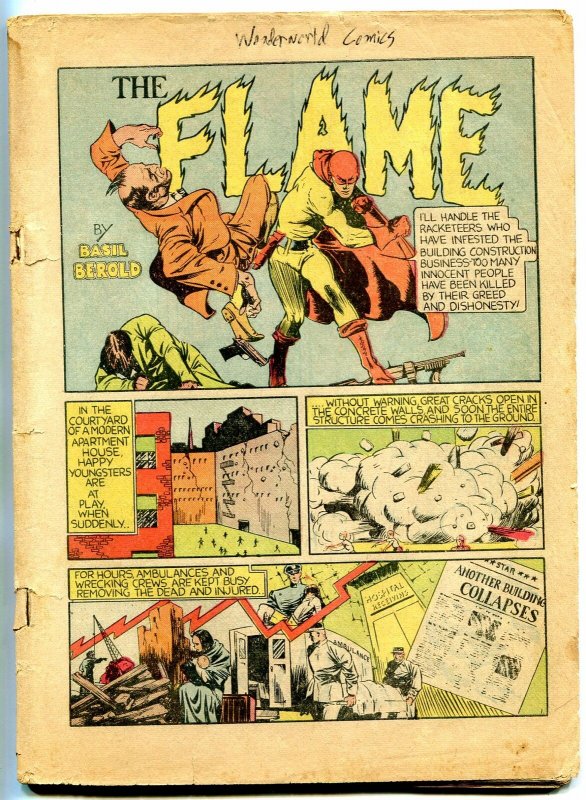 Wonderworld Comics #5 1939- Lou Fine-the FLAME-Will Eisner COVERLESS ...