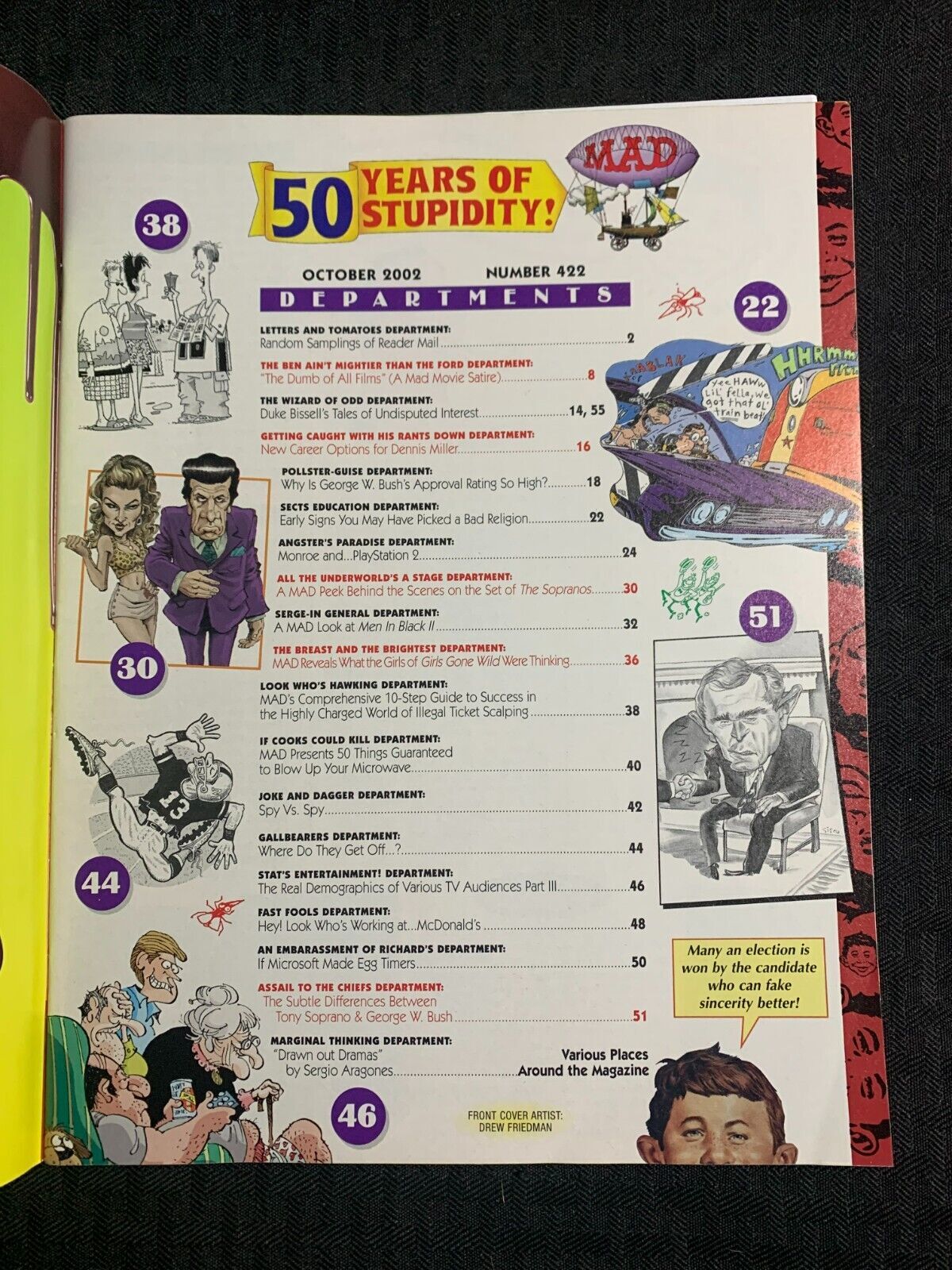 2002 MAD Magazine #422 FN 6.0 Alfred E Neuman / The Sopranos Gangsters ...