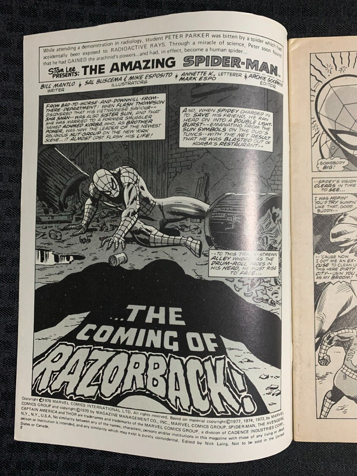 1978 SUPER SPIDER-MAN Marvel UK Magazine #271 FVF 7.0 Sal Buscema ...